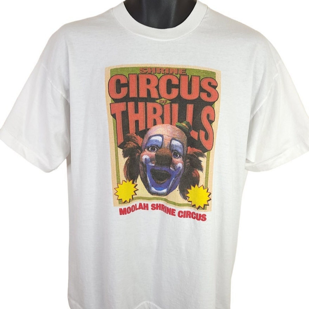 Circus of Thrills Clown T Shirt Vintage 90s Moolah Shrine Circus Mens ...