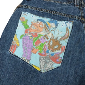 Vintage Joe Boxer Baggy Jeans Mens Size 40 Y2K Alice in Wonderland ...