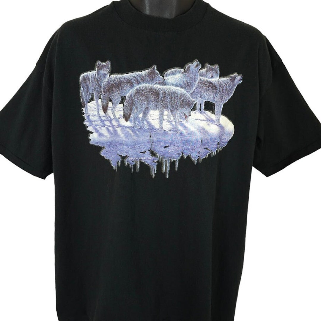 Wolf Pack T Shirt Mens Size 2XL Vintage 90s Snow Wolves Nature - Etsy