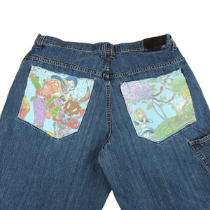 Vintage Joe Boxer Baggy Jeans Mens Size 40 Y2K Alice in Wonderland ...