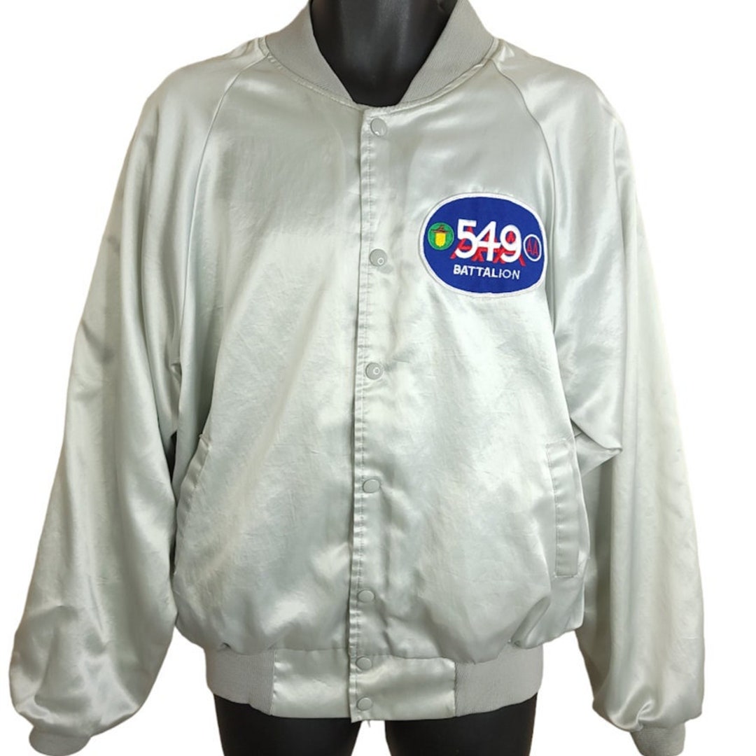 549th Battalion Satin Bomber Jacket Vintage 80s Anti Aircraft Artillery ...