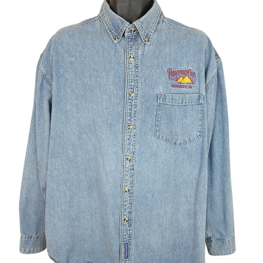 Pyramid Ales Denim Work Shirt Vintage 90s Employee Delivery Uniform ...