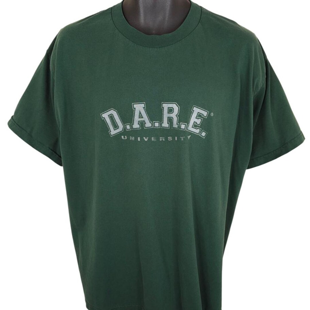 Vintage DARE University T Shirt Mens Size XL Green 90s Resist Drugs and ...