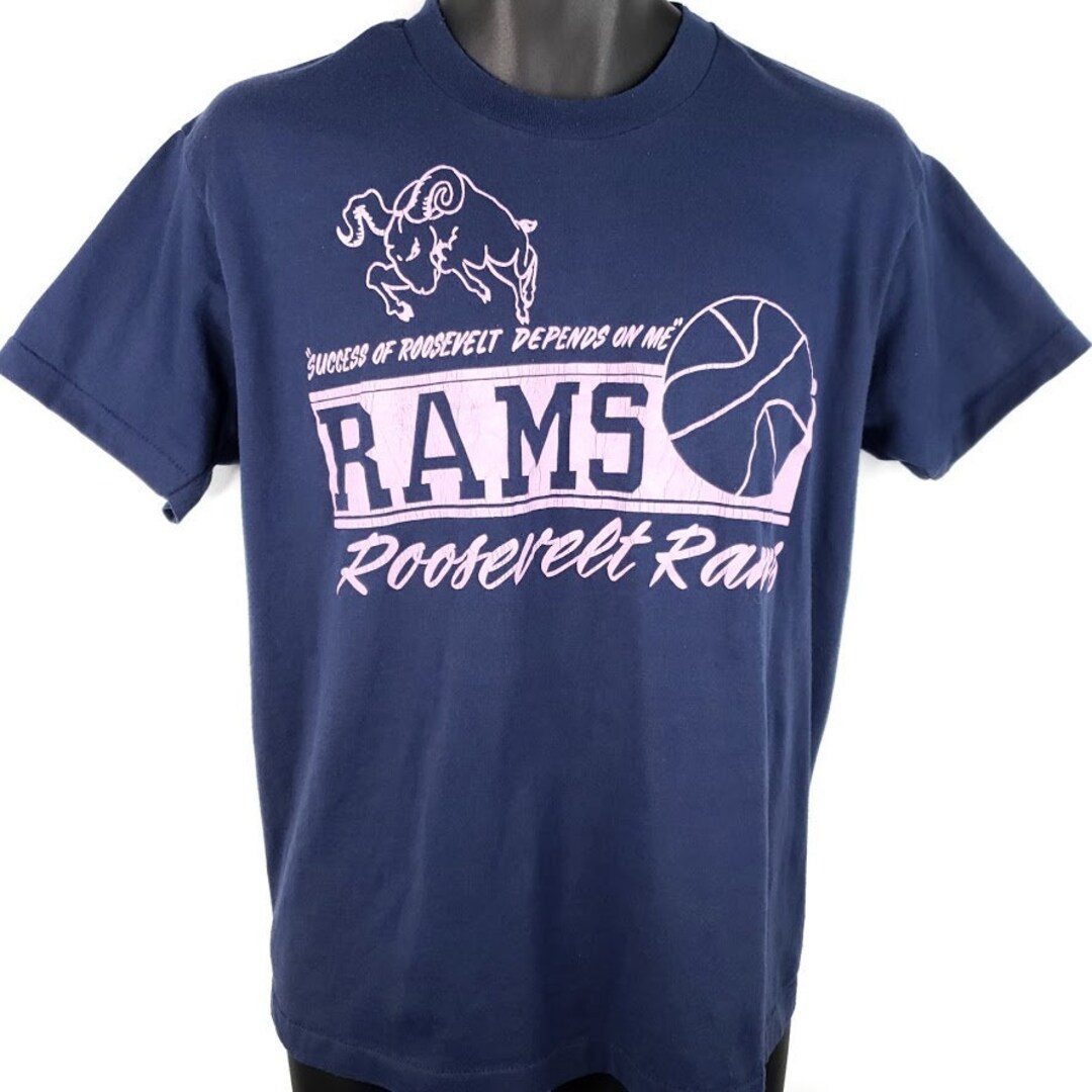 Roosevelt Rams Basketball T Shirt Vintage 80s High School Sports 50/50 ...