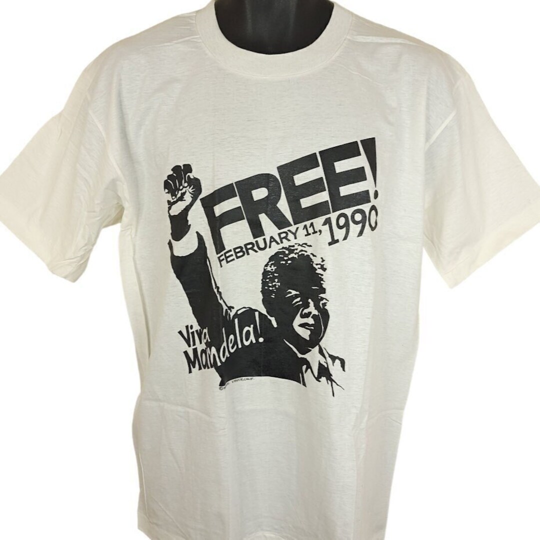 Free Nelson Mandela T Shirt Vintage 90s 1990 February 11 Size Large ...