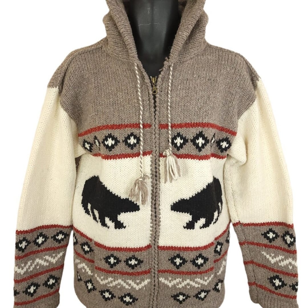 Earth Ragz Bear Sweater Hoodie Jacket Vintage Y2K Southwestern Handmade ...