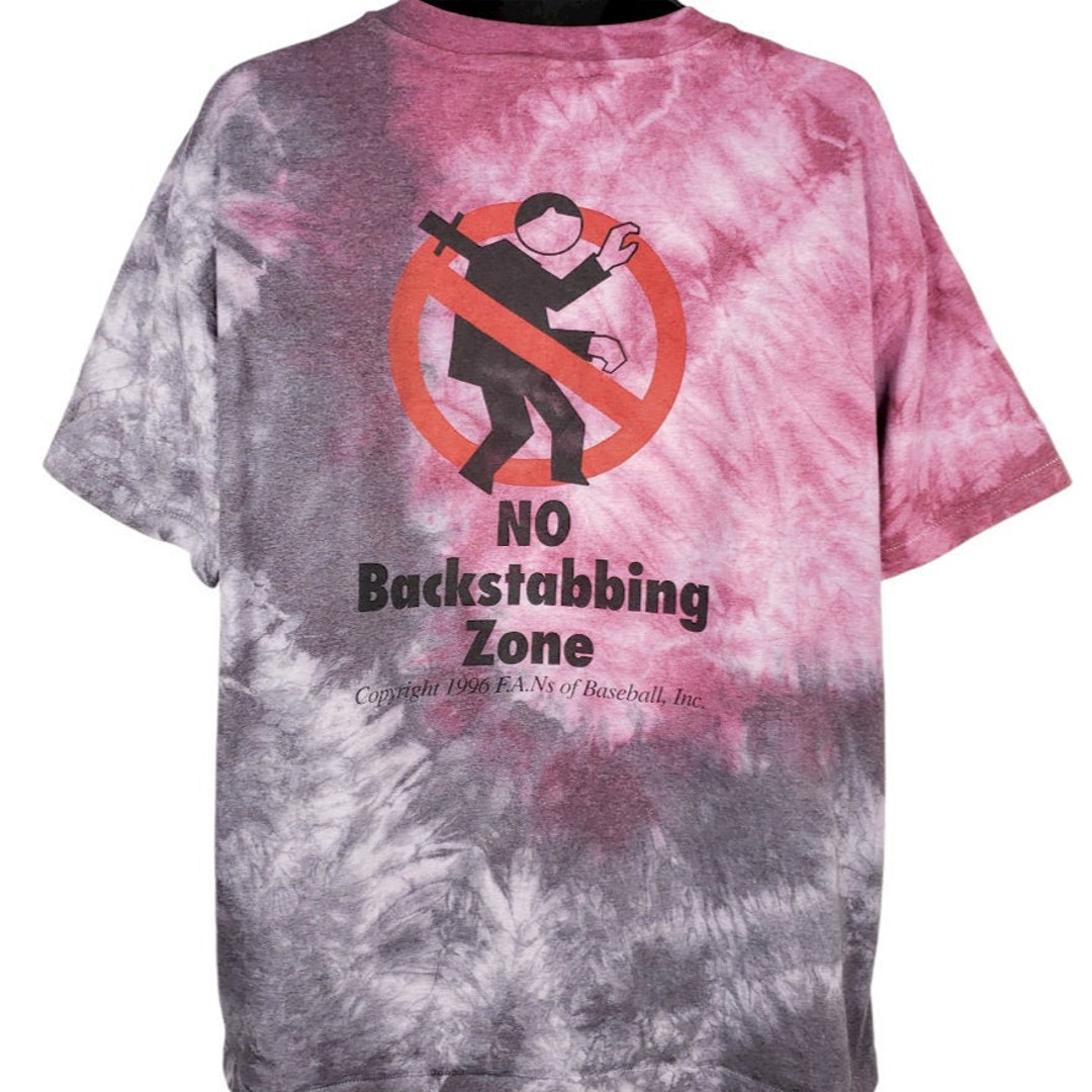 No Backstabbing Zone T Shirt Vintage 90s Humor Funny Tie Dye 50/50 Made ...