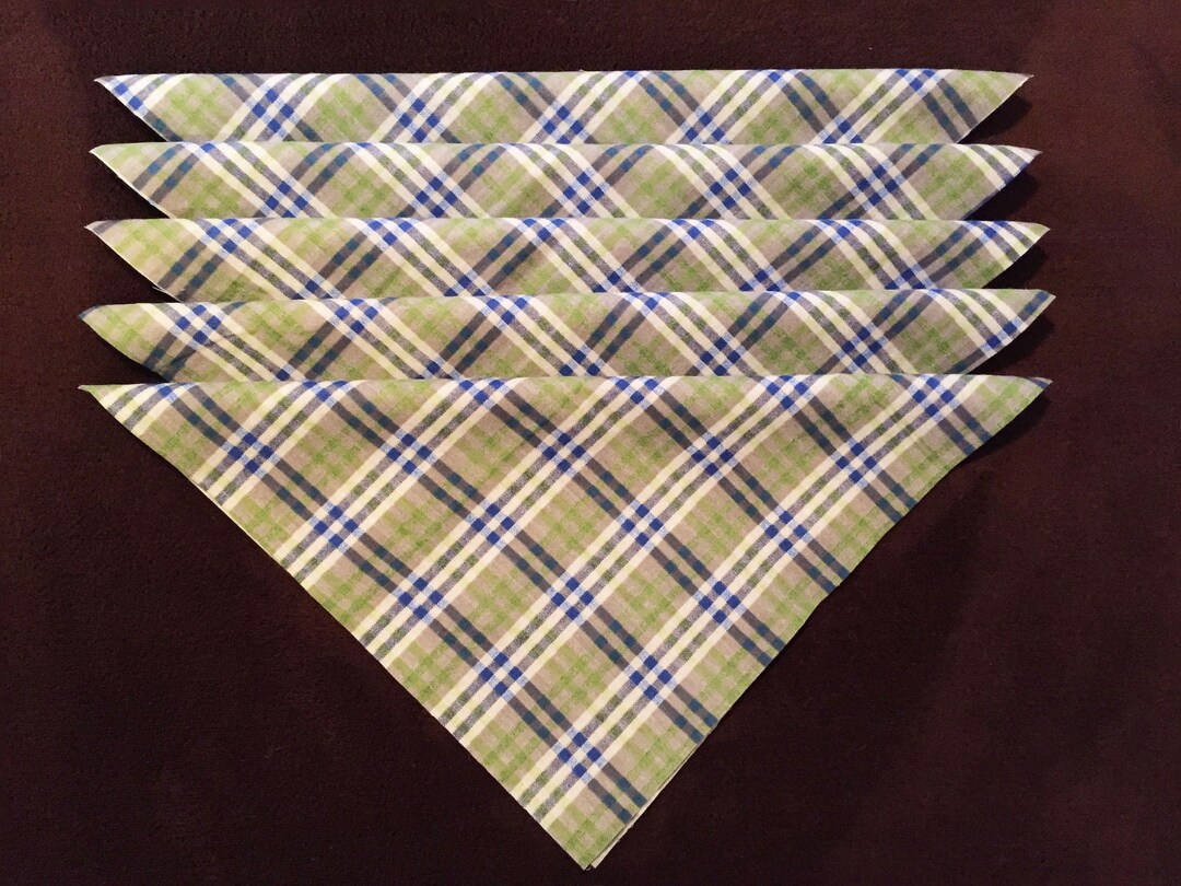 Handkerchief Mens,set of 5, Unisex Handkerchiefs,green Plaid Hankies ...