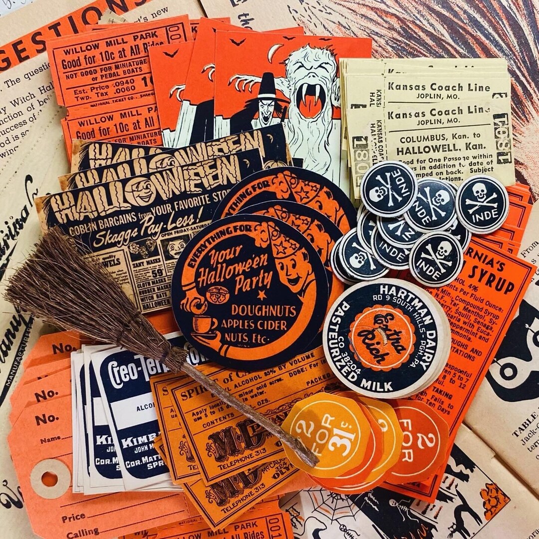 Vintage Halloween Ephemera Paper 20 Piece Lot Assortment, Vintage ...