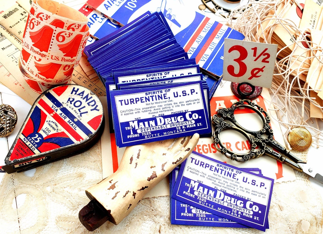 1940s Blue Turpentine Labels - Etsy