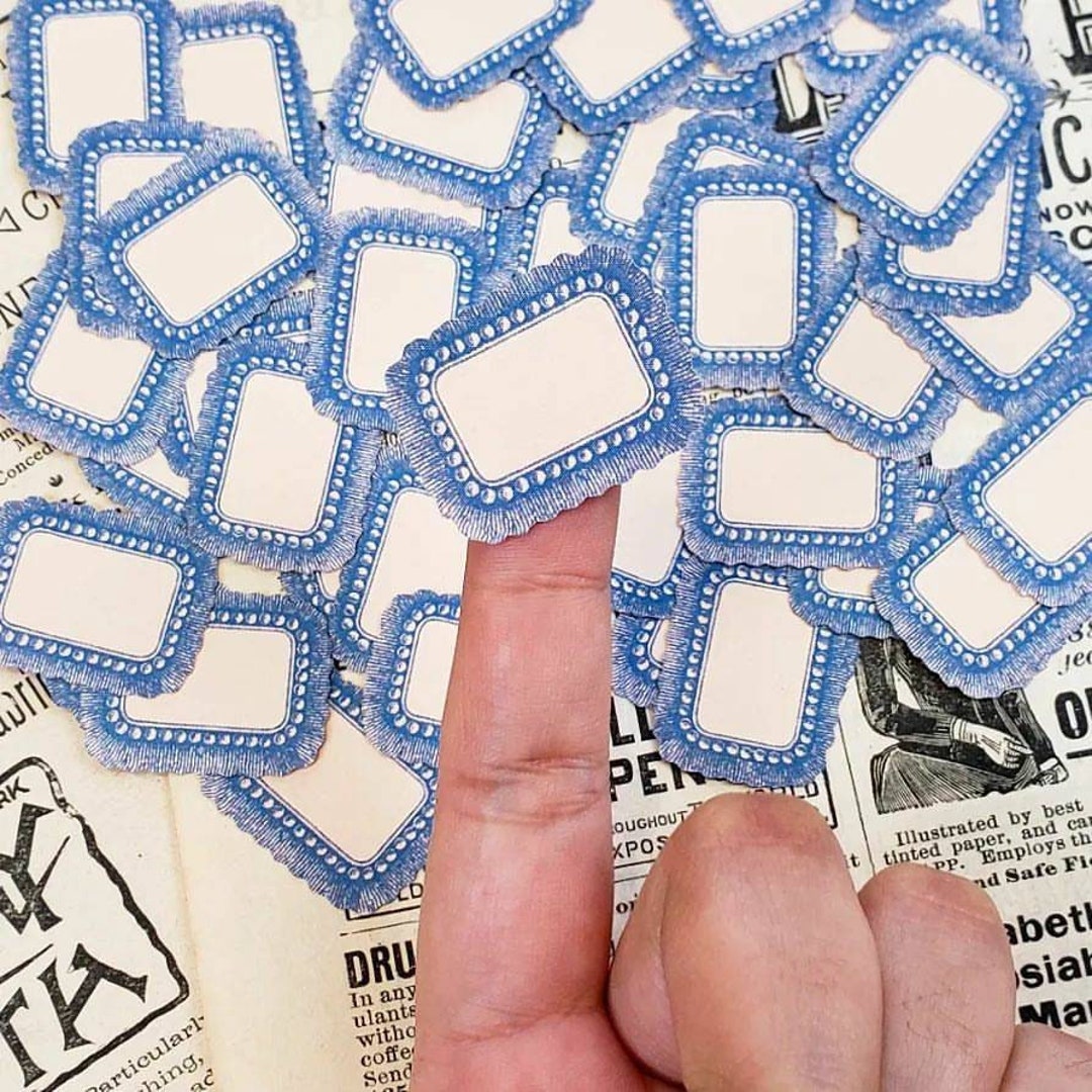 Tiny Blue Frame Label Reproductions (25 Labels) - Etsy