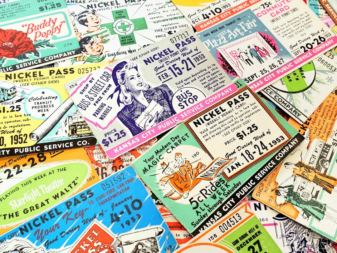 Vintage 1950s Commuter Card Pass Tickets, Vintage Advertising Tickets ...