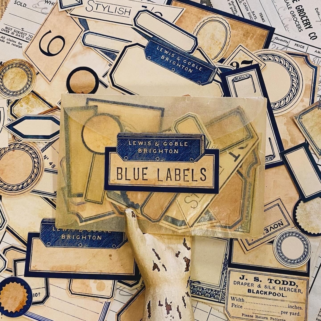 Vintage Blue French Blank Labels High Quality Laser Reproduction Die ...