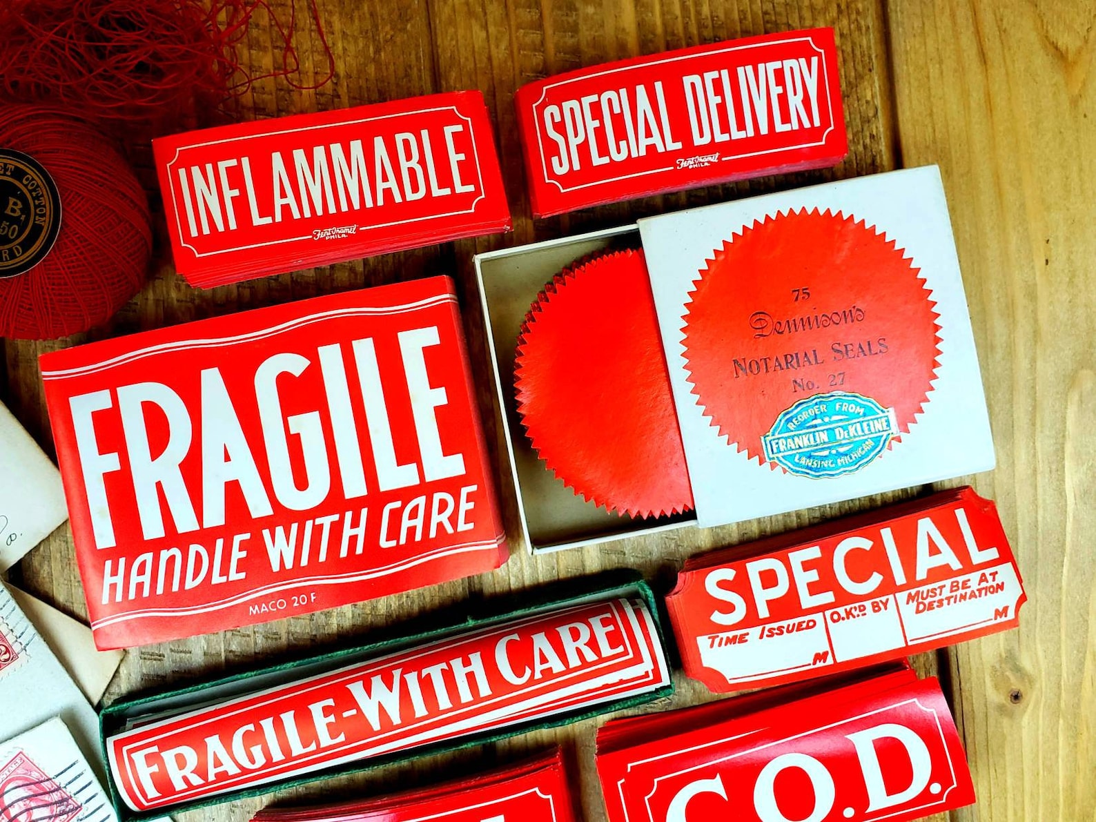 Rare Vintage Red Mailing Labels - Etsy
