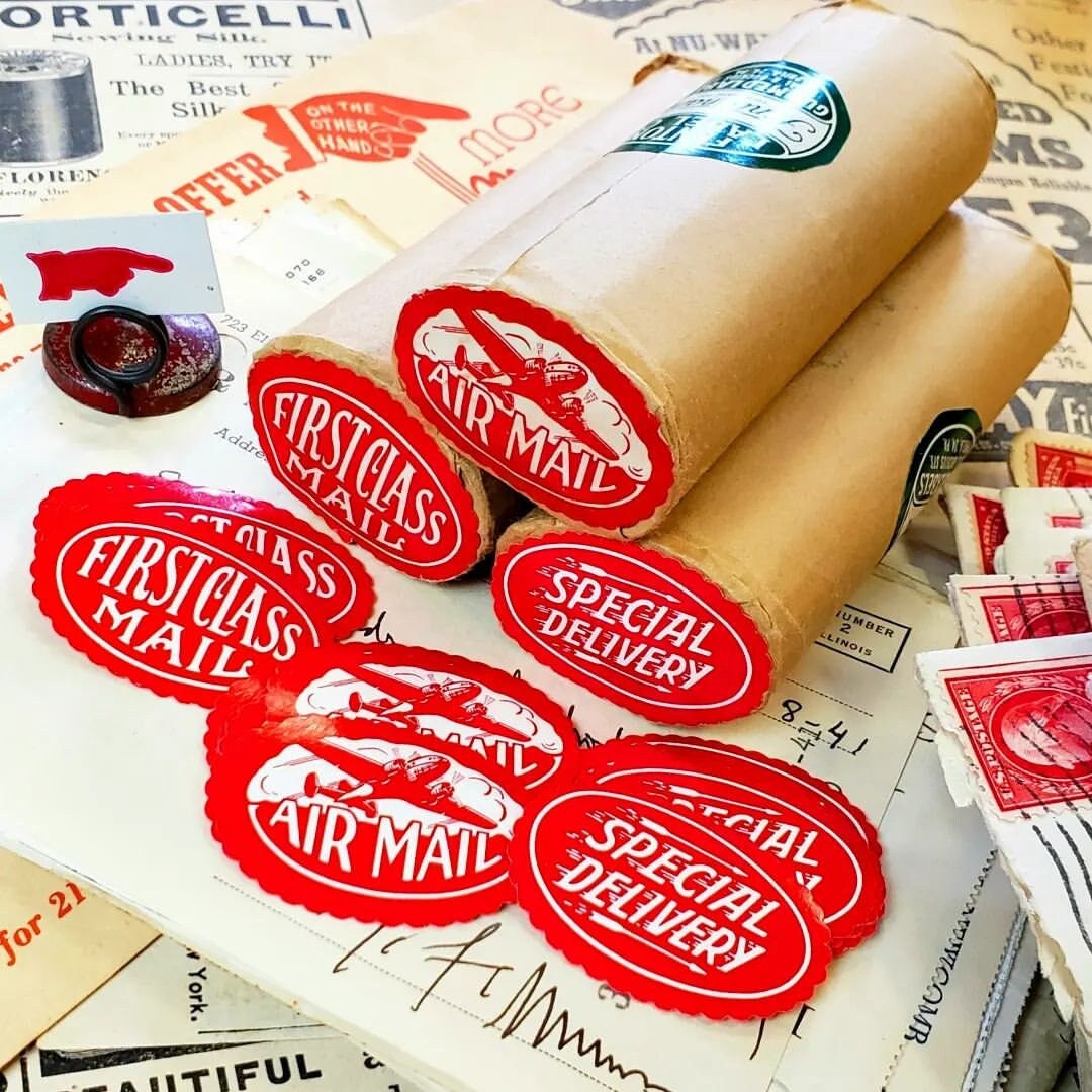 Vintage 1940s Fenton Co. Mailing Gummed Labels, Airmail, Special ...