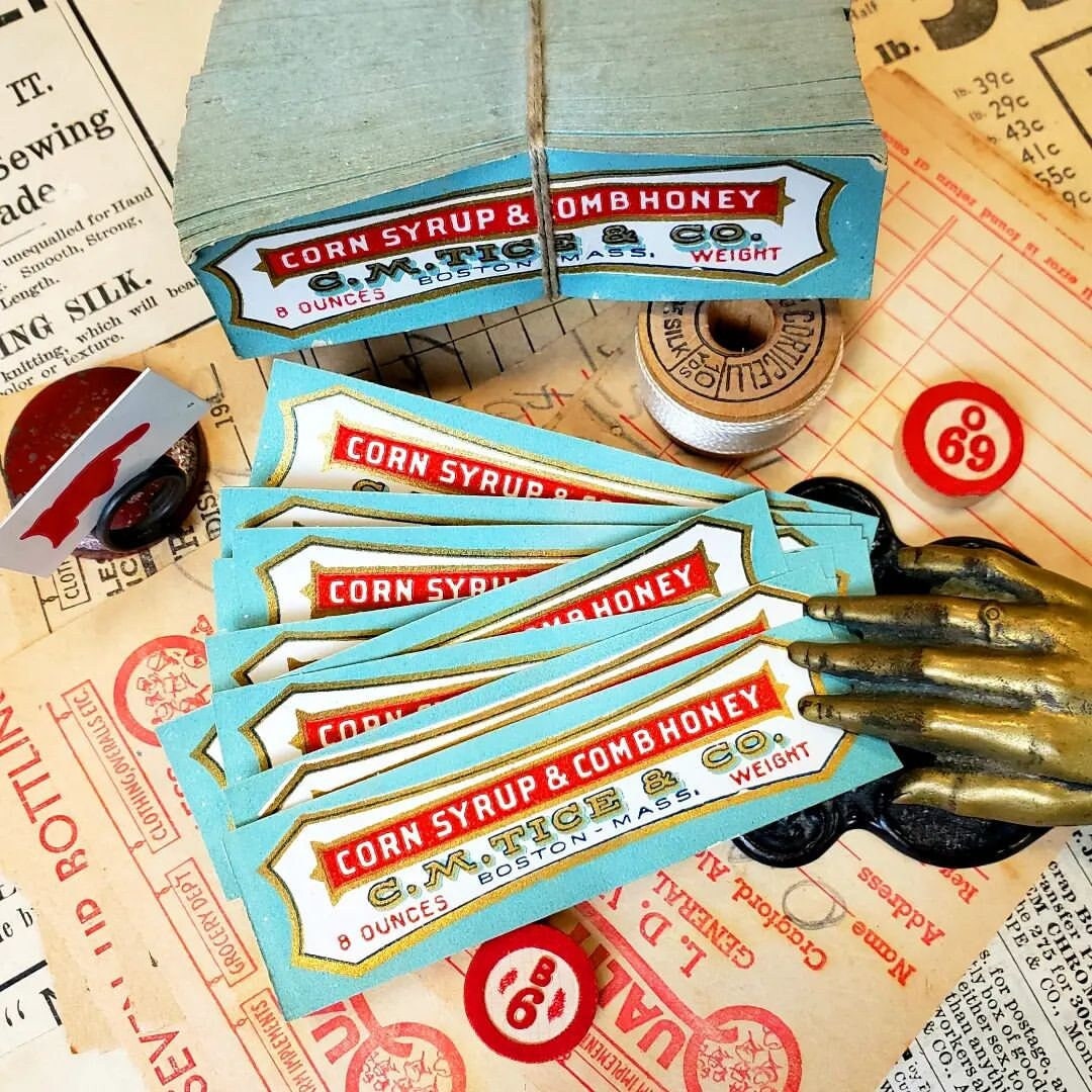 1910s Corn Syrup & Honey Labels, Victorian Antique Lithographic Labels ...