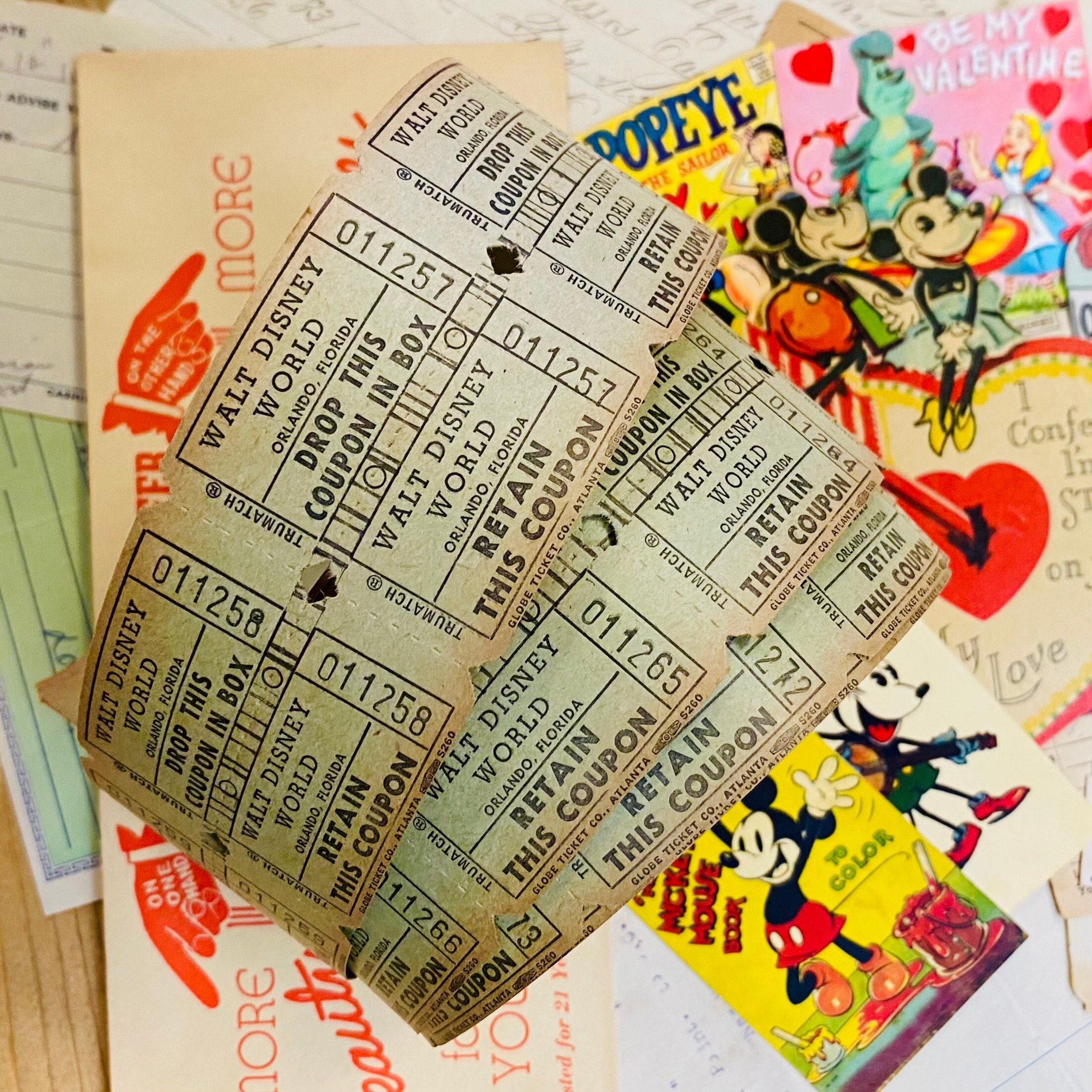 Vintage Rare Walt Disney World Double Stub Tickets From Orlando ...