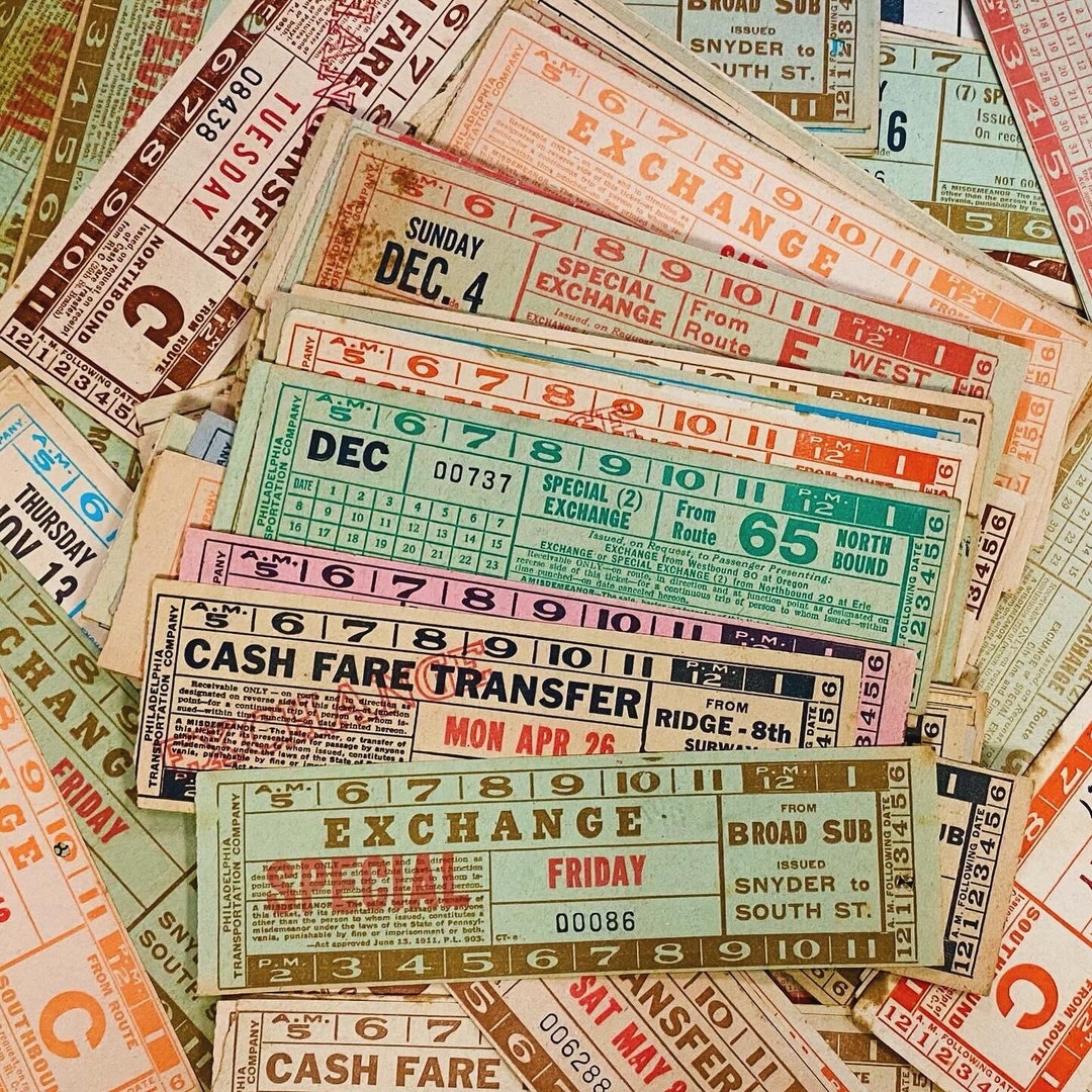 Vintage 1950s Philadelphia Transport Co. Tickets, Vintage Subway Bus ...