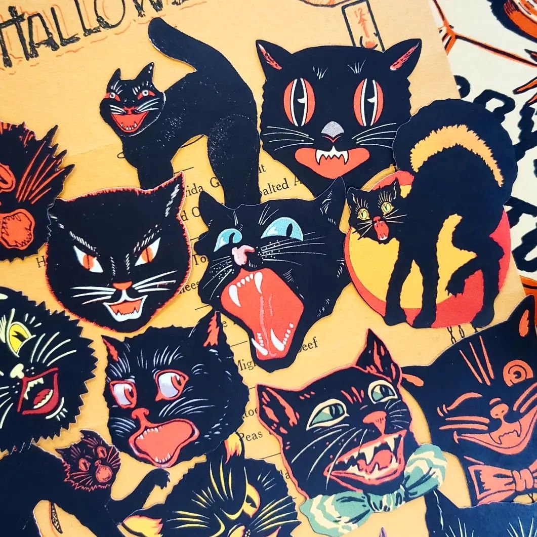 Vintage Black Cats Halloween High Quality Laser Reproductions Etsy