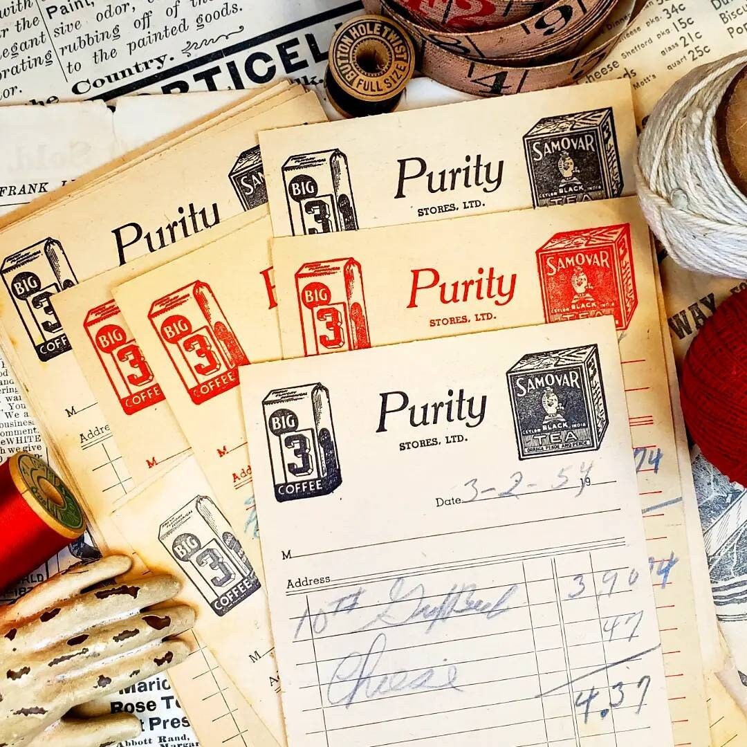 Vintage 1950s Purity Stores Coffee & Tea Receipts - Etsy