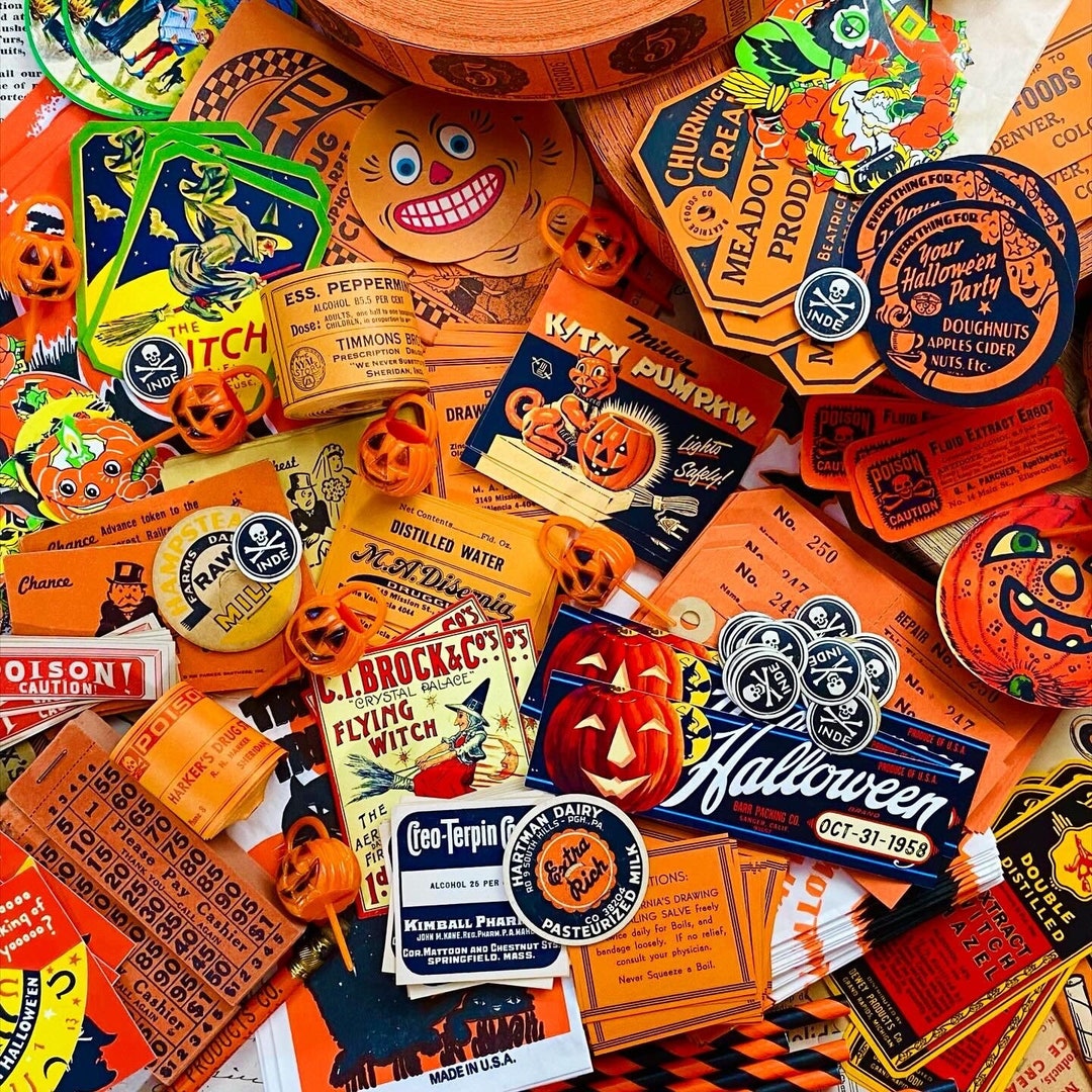 Halloween Ephemera Paper Lot Assortment, Vintage Halloween Theme ...
