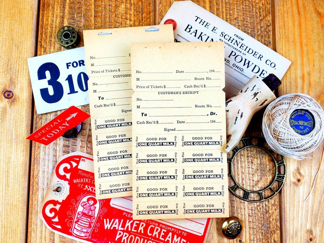 1940s MILK TICKET SHEETS - Etsy