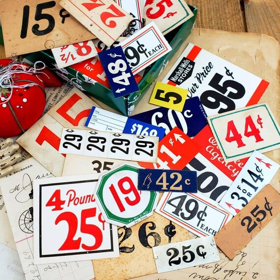 Vintage Grocery Tags Assortment | Etsy