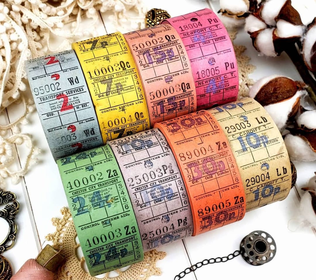 Vintage Colorful British Bus Tickets - Etsy