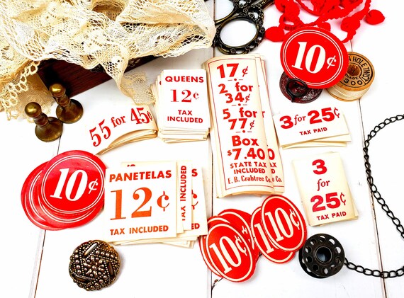 Vintage White Price Tag Labels | Etsy