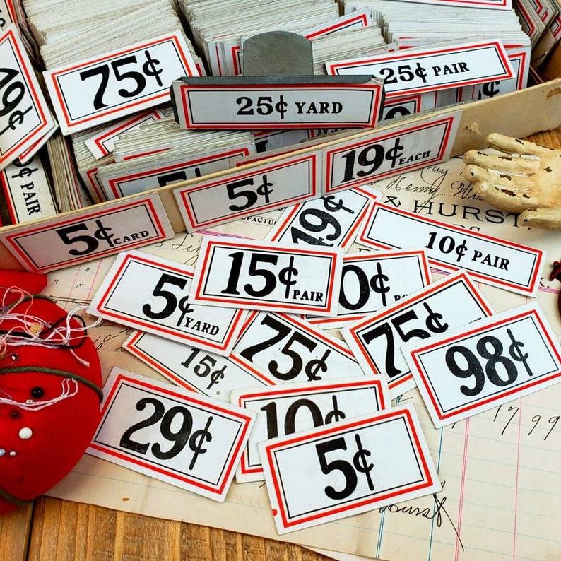 Vintage Rectangular Grocery Price Tags - Etsy