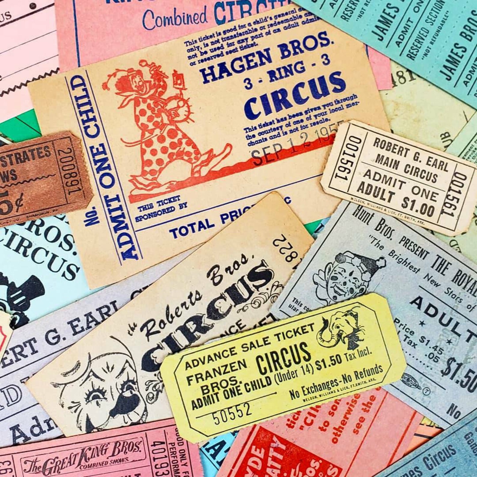 Vintage Circus Tickets Assortment - Etsy