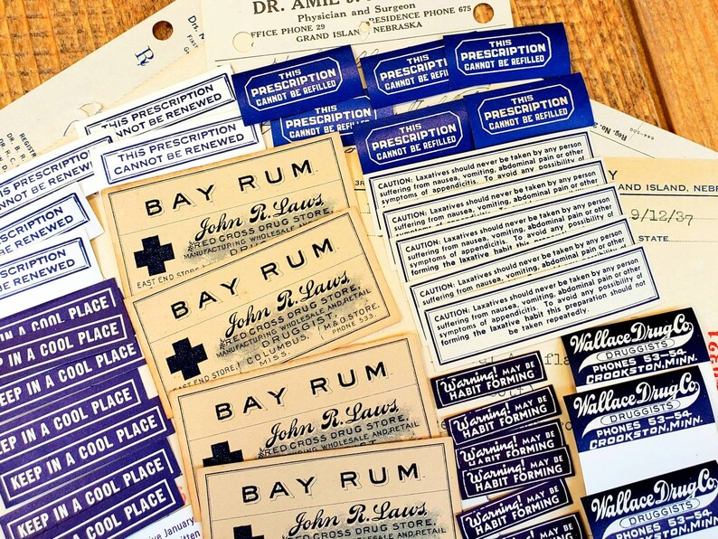 10PC BLUE PHARMACY LABELS - Etsy