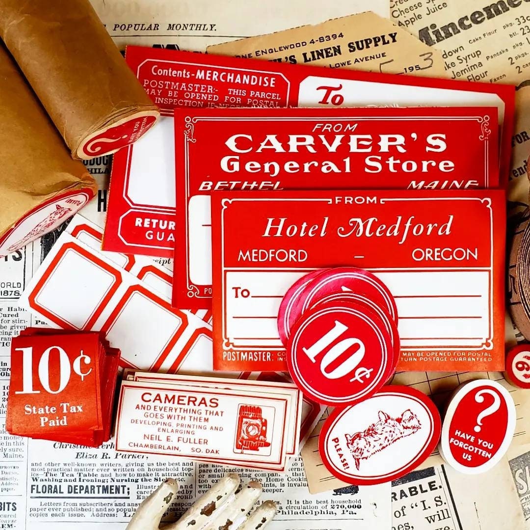Vintage Red Labels Assortment - Etsy