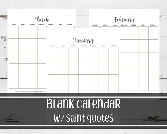 Blank Catholic Calendar | Etsy