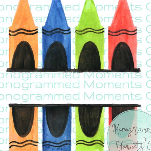 Crayons Back to School Watercolor Clipart PNG Digital - Etsy