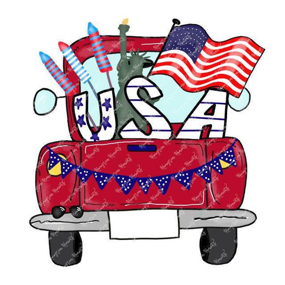 Watercolor 4th of July PNG - Watercolor Truck Clipart for Digital ...