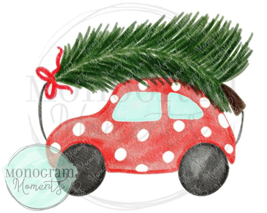 Watercolor Christmas PNG - Girl's Christmas Tree Car - Watercolor ...