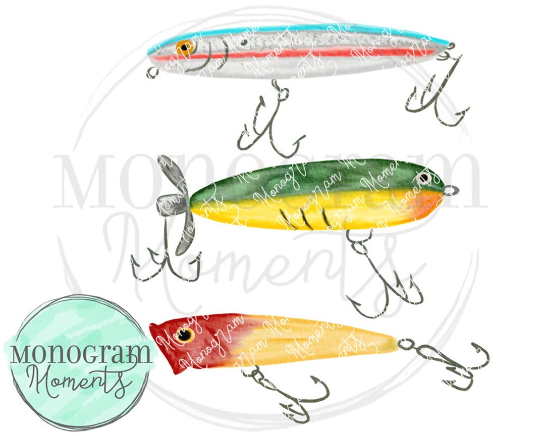 Watercolor Fishing PNG Watercolor Fishing Lures Clipart for Digital ...