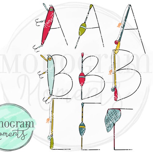 Digital Alpha Fishing Alphabet Clipart for Digital Download - Etsy