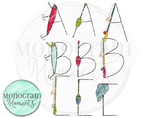 Digital Alpha Fishing Alphabet Clipart for Digital Download | Etsy