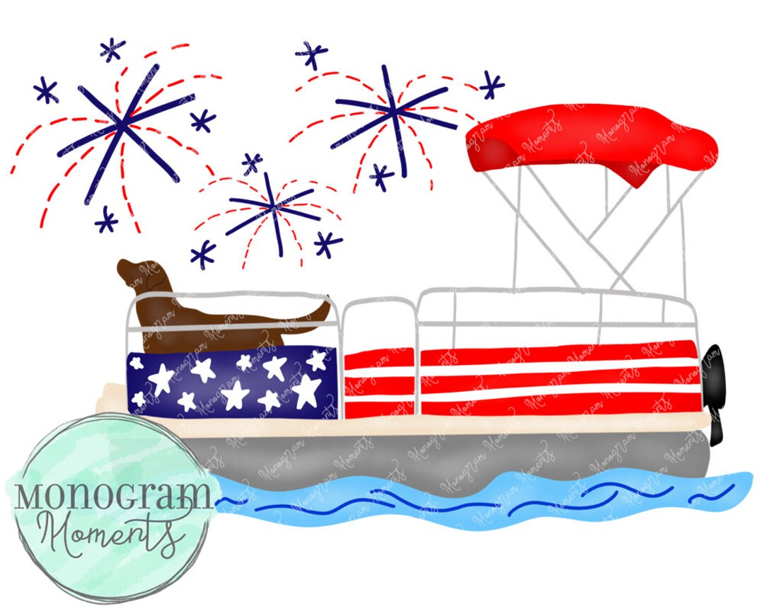 Watercolor 4th of July PNG Watercolor Pontoon Clipart for Digital ...