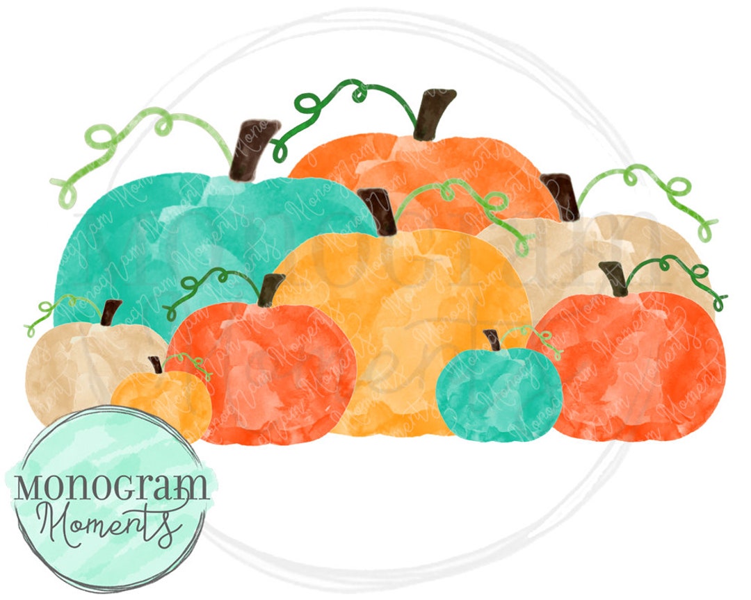 Watercolor Pumpkins PNG Pumpkin Patch Clipart for Digital Download ...