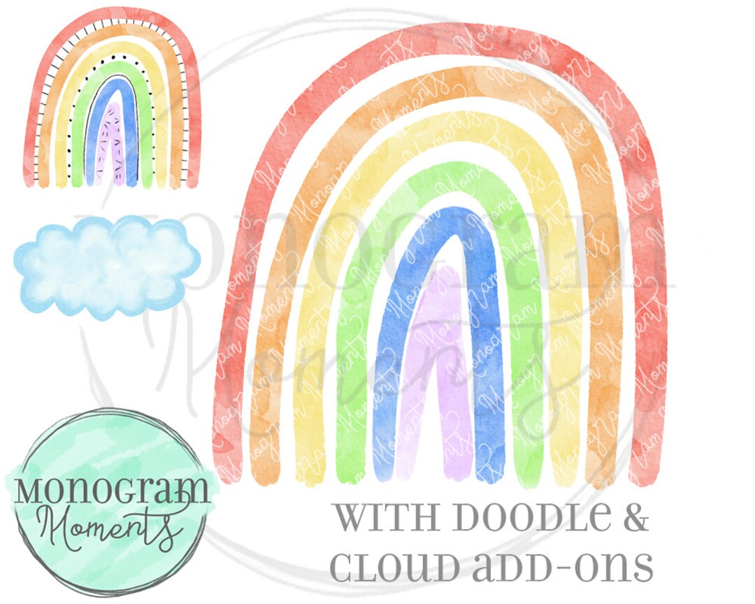 Watercolor Rainbow PNG Vintage Rainbow Clipart for Digital Download ...