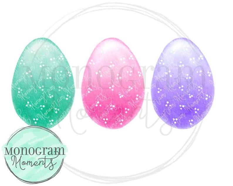 Watercolor Easter PNG - Girl's Easter Egg Trio Clipart for Digital ...
