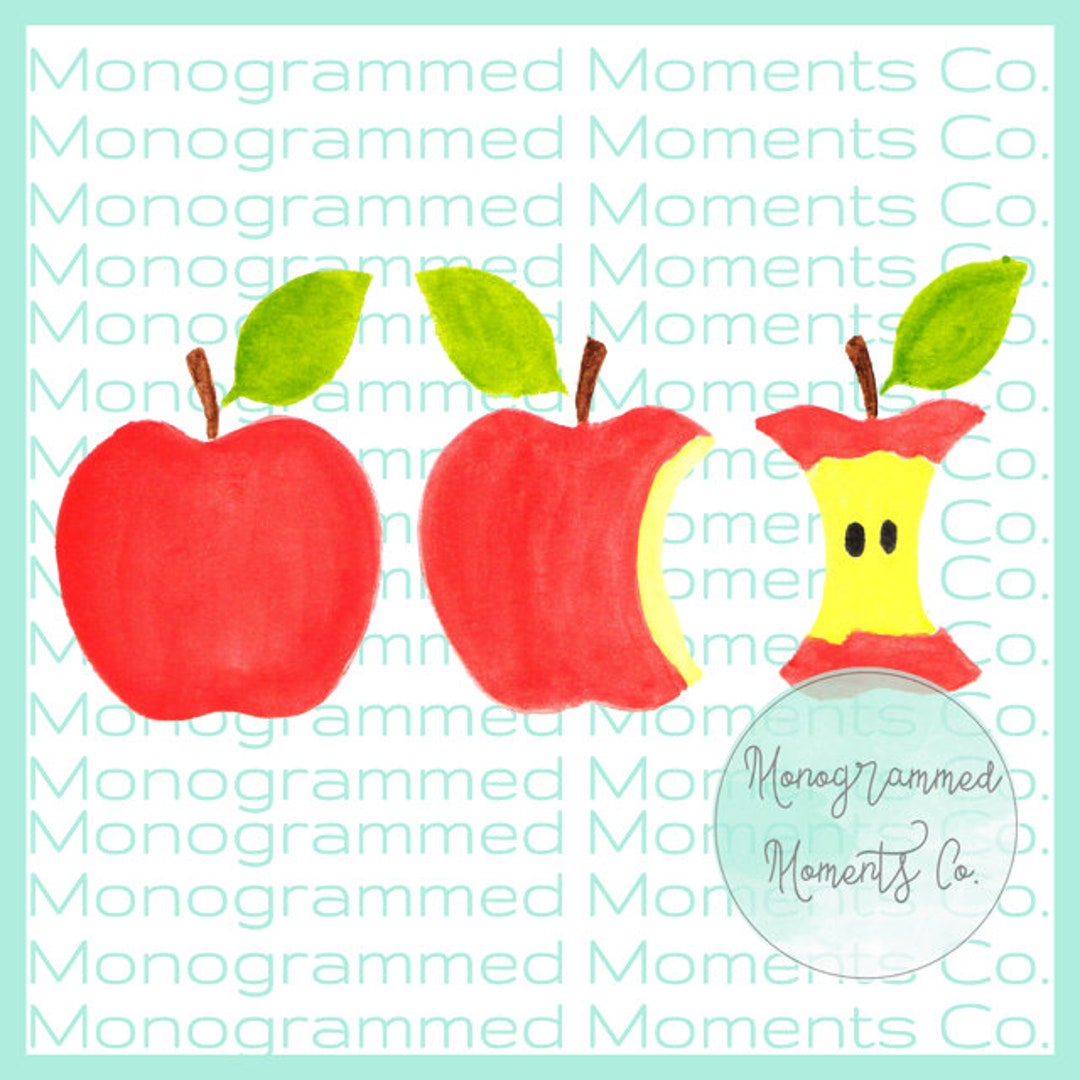Watercolor School Clipart Apples Funny Monogram Back to School ...