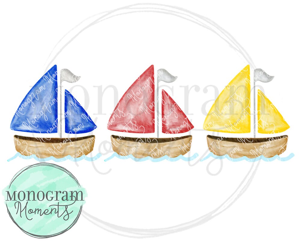 Watercolor Sailboats PNG Watercolor Sailboat Trio Clipart | Etsy