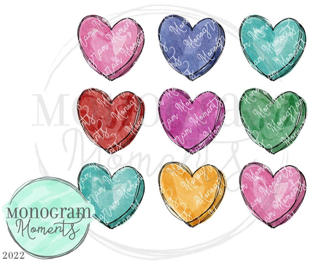 Watercolor Valentine's Day Png/valentine Hearts Sublimation/candy ...