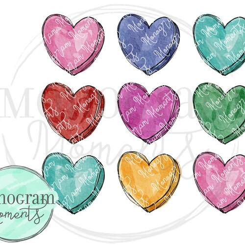 Watercolor Valentine's Day PNG Watercolor Hearts Clipart - Etsy