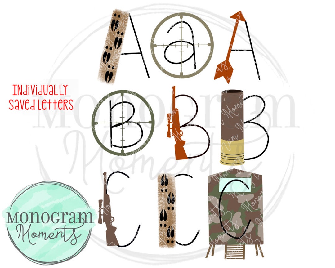 Hunting PNG Alpha Boys Alphabet Set Clipart for Digital Download ...