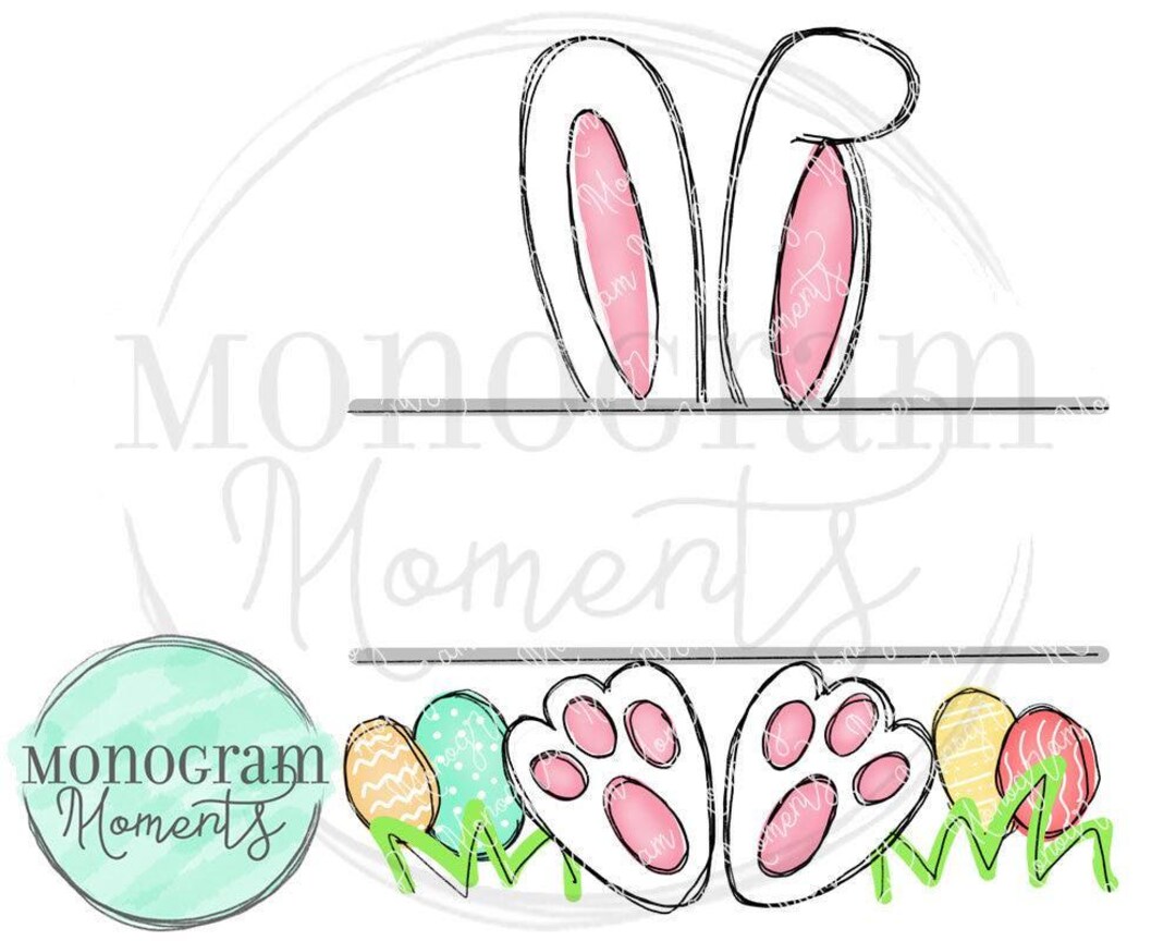 Watercolor Easter PNG - Outlined Easter Bunny Clipart for Digital ...